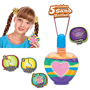 Liberty Imports Create Your Own Sand Art Kit DIY Arts and Crafts Activity - Includes 1 Glow Sand, 5 Sand Art Bottles, 5 Bright Sand Colors, Designing Tool & More