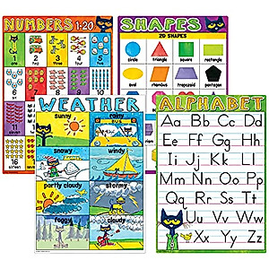 Teacher Created Resources Pete The Cat® Early Learning Small Poster Pack (EP62002), 11.00" x 15.00"