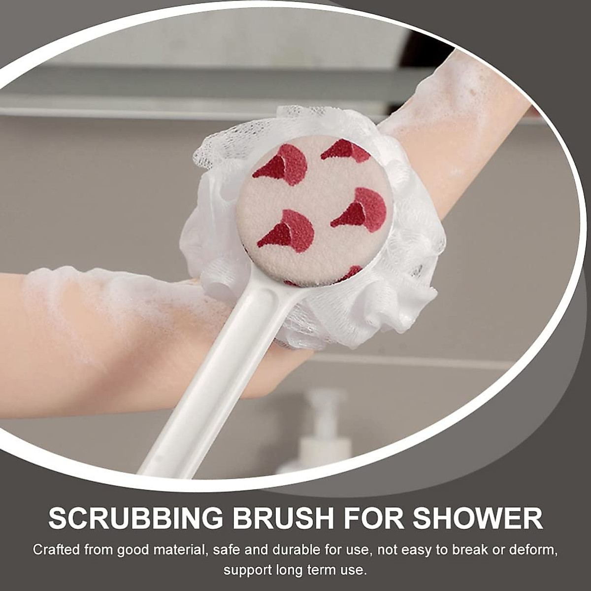 Cabilock Bath Back Brush Bath Body Brush Shower Foot Scrubber Shower Brush with Bristles Loufa Puff Scrubber Back Brush Handle Dual-Sided Back Brush Body Scrub Man Ice Cream Loofah Pp