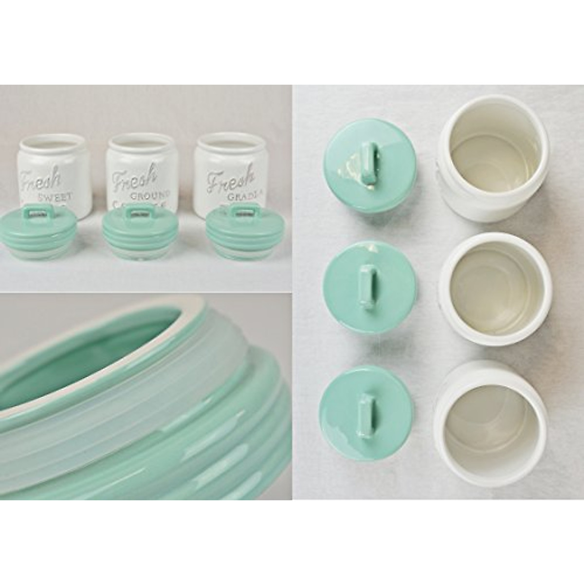 DII Kitchen Accessories Collection Ceramics, Jar Canister Set, Aqua, 3