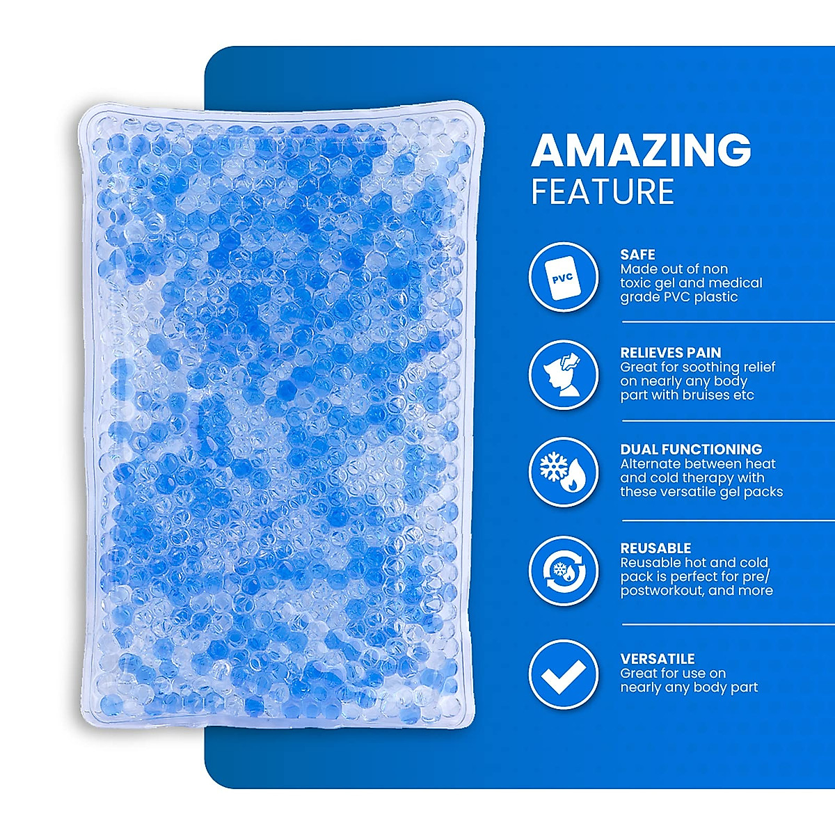 Gel Ice Packs for Injuries Reusable - (2 Packs), Hot and Cold Packs for Therapy for Swelling, Bruises, Surgery, Pain Relief, Ice Pack for Shoulder, Knee, Back, Ankle, Neck, Hip, Wisdom Tooth