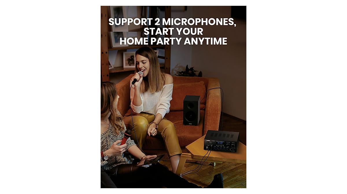 Moukey 220W Stereo Amplifier with Bluetooth 5.0 | Home Theater & Studio