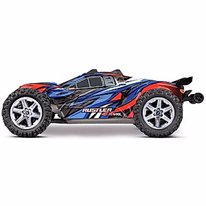 Traxxas 670764BLUE Rustler 4x4 Vxl: 1/10 Scale Stadi