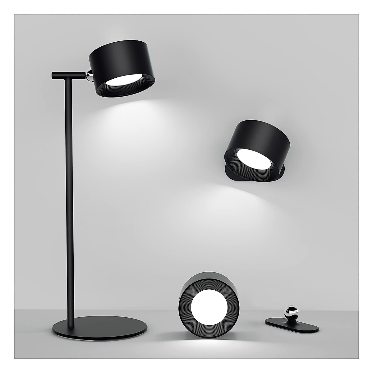 Koopala LED Table Lamps, Rechargeable LED Desk lamp with Magnetic, Cordless Desk Lights with USB Charging Port, 3 Brightness Levels Eye-Caring Reading Lamp Removable Wall Lamp for Home Office Study