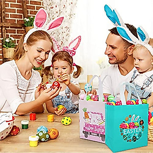 Easter Gift Bags with Handles for Kids - 9 Pack Easter Baskets, Easter Goodie Bags, Egg Hunt Bags, Easter Baskets Bulk, School Party Favors Supplies, 3 Styles, 3Pcs Each for Design 9"x10.2"x5.5"