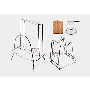 Double Layer Gadgets Stainless Steel Pan Pot Cover Lid Rack Stand Spoon Holder Cabinet Storage Cookware Organizer (Size : B)