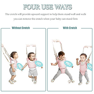 Huifen Baby Walker for Girls Adjustable Baby Walking Harness with Detachable Crotch Baby Support Assist Handheld Kids Walker Helper for Baby Learn to Walk (9-24 Months) (Breathable Pink) …