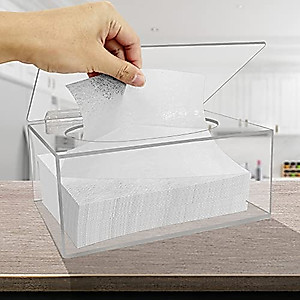 Dryer Sheet Dispenser with Hinged Lid,Acrylic Laundry Dryer Sheet Holder, Dryer Sheets Container for Fabric Softener Sheets, Tissue Box, Container Storage Box for Laundry Room Décor (Clear)
