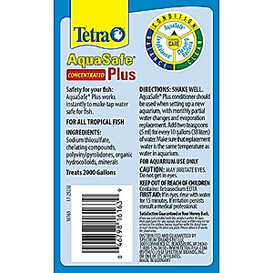 Tetra Fish Tank Water Conditioner and Dechlorinator, Aquasafe Plus, Fresh Water and Marine Aquariums 33.8-Ounce