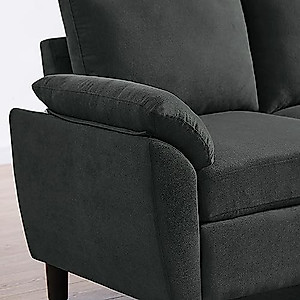 Tornama 79" Convertible Sectional Sofa, Modern Linen Fabric L Shaped Couch, 3 Seater Couches with Reversible Chaise for Living Room, Apartment and Small Spaces(Black)