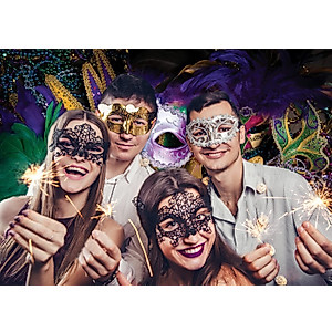 CYLYH 8X6ft Mardi Gras Backdrop Masquerade Themed Party Photography Background Masquerade Birthday Decoration Venice Carnival Banner Backdrop D513