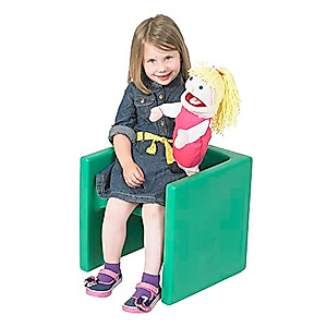 Children's Factory 3-in-1 Cube Chair for Kids, Flexible Seating Classroom Furniture, 1-Pack, Green