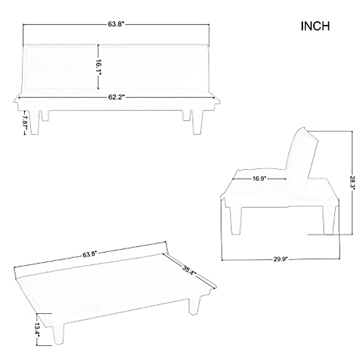 Modern Cozy Loveseat,Soft Upholstery Futon Sofa Daybed,Small Love Seat Recliner Couch for Living Room Office Apartment Compact Space Furniture Set,Solid and Easy to Assemble