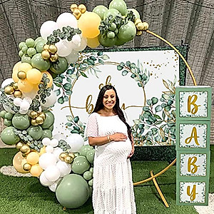 243 Pc Sage Green Baby Shower Decorations For Boy Or Girl, Rustic Gender Neutral Sage Green & White Balloon Garland Kit, Greenery BABY Boxes, Eucalyptus Oh Baby Backdrop Banner, Olive Decor, Confetti