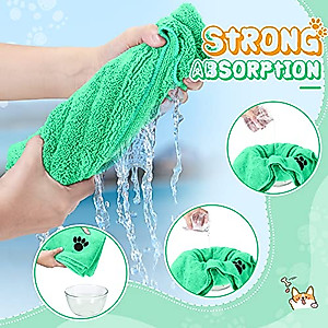 Chumia 4 Pack Pet Grooming Towel Absorbent Dog Towels for Drying Dogs Soft Microfiber Dog Drying Towel Quick Drying Large Dog Bath Towel for Dogs, Cats and Other Pets (Green, 16 x 31 Inch)