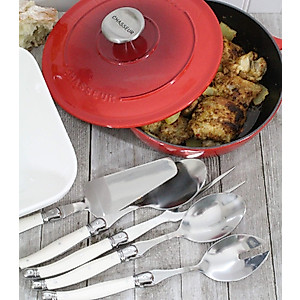 French Home Laguiole Hostess Set – 5-Piece Serving Utensils Set with Slotted Serving Spoon, Spatula, Serving Fork, and 2 Serving Spoons – Elegant and Versatile Laguiole Flatware Set