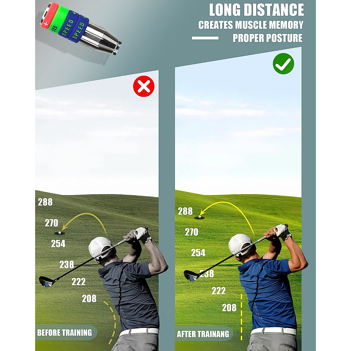 Big Crazy Golf Swing Speed Trainer Adjustable, Golf Training Equipment Three Weight Configuration Options, Golf Tempo Training Aids Connect Your Golf Clubs for Callaway