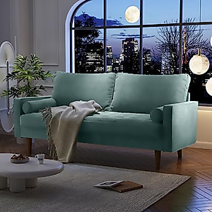 SILKIR Velvet Furniture for Small Spaces, Mid-Century Modern Loveseats for Living Room, Love Seat Couch Sofas, 70 Inches, Aqua Turquoise