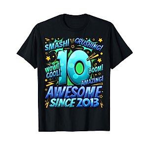10th Birthday Comic Style Awesome Since 2013 10 Year Old Boy T-Shirt