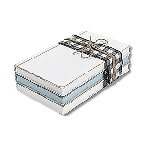 Wooden Rustic Decorative Books with Wood Bead Garland | Farmhouse Coffee Table Decor | Faux Fake Books for Living Room Kitchen End Table & Bookshelf Wall Decorations | Home Sweet Home Sign - Blue