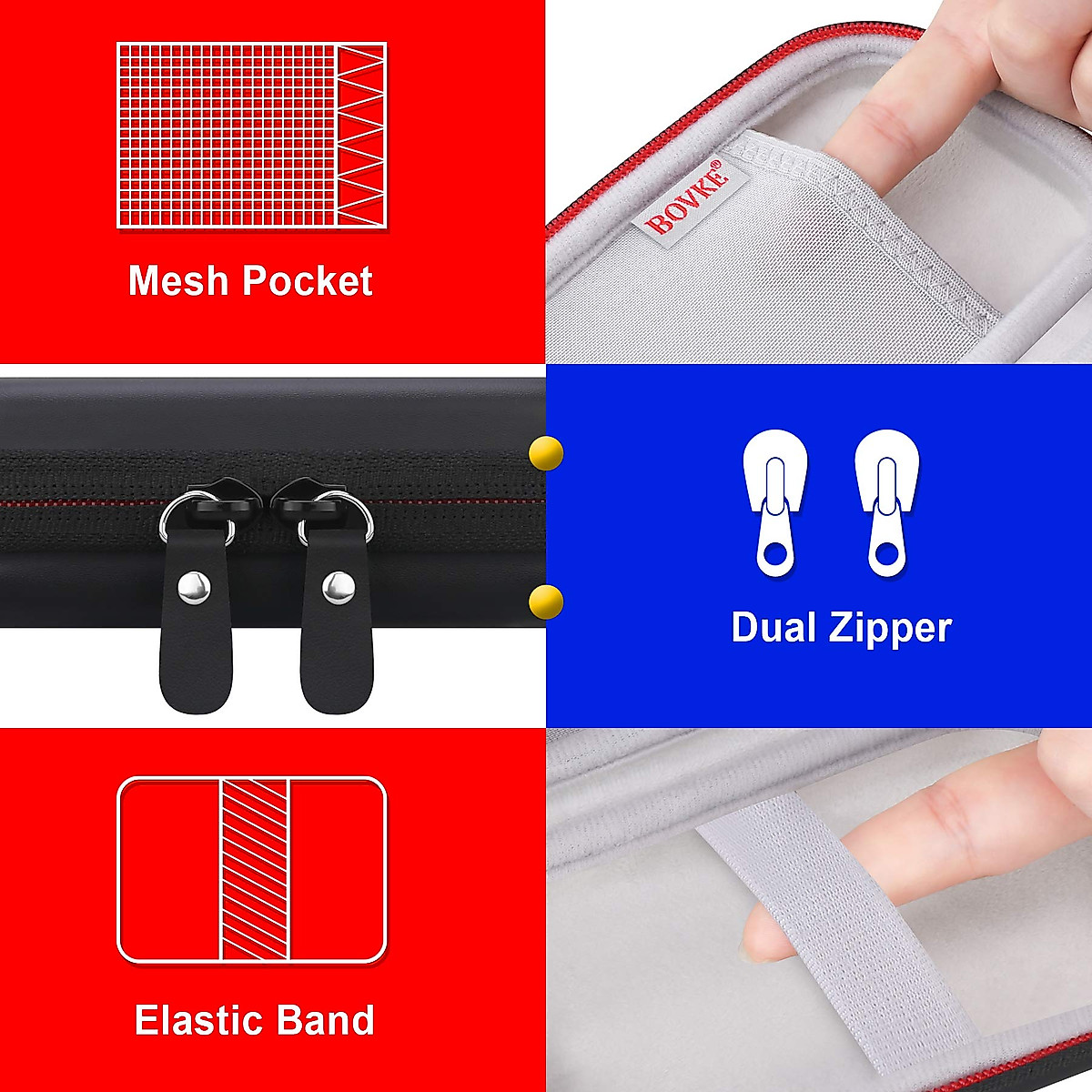 BOVKE Carrying Case For Nintendo Game & Watch: Super Mario Bros Handheld Game Consoles Classic Device, Extra Mesh Pocket for Charging Cable, Black