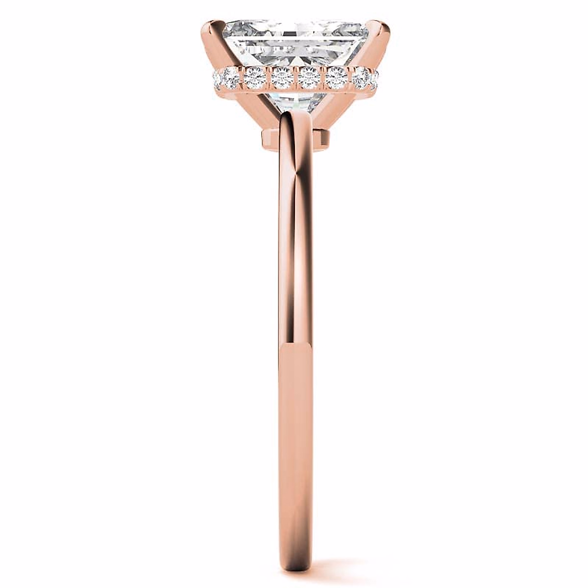 10K Solid Rose Gold Handmade Engagement Ring 3 CT Radiant Cut Moissanite Diamond Solitaire Wedding/Bridal Ring Set for Women/Her Propose Ring (7.5)