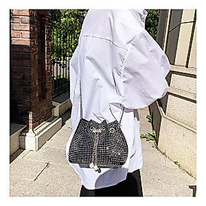 Silver Purse Clutch Rhinestone Evening Crossbody Bags Sparkly for Women Diamond Bling Bag Crystal Handbags Wedding Event (silver black)