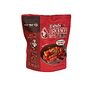 K-Quick Hot Tteokbokki Rice Cake with Hot Sauce Ready to Cook 굿볶이핫 Traditional Korean Meal. Spicy Savory Meal. Gluten Free – 12.8 Oz (pack of 1)