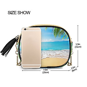 ALAZA Tropical Beach Palm Tree PU Leather Small Women Crossbody Shoulder Bag Purse Wallet with Adjustable Chain Strap