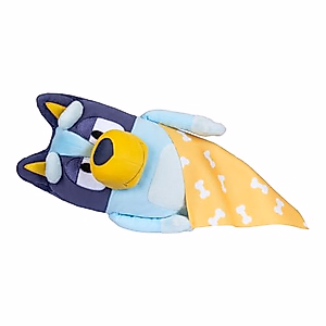 Bluey Sleepy Time 13 Inch Plush with Blanket, Press Tummy to Hear 7 Fun Phrases, Sing Along to The Theme Song, So Soft Made with Deluxe Fabrics and Detailed Stitching | Amazon Exclusive