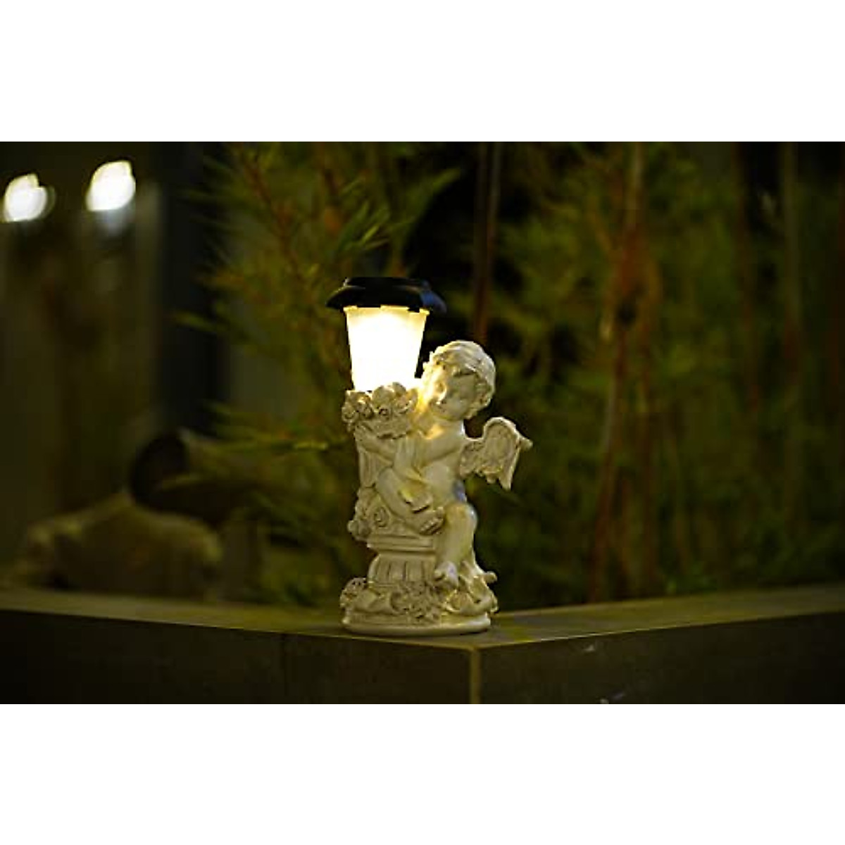 HONGRUIART Angel Statue with Solar Lamp Decoration Angel Solar Light Statues for Garden Memorial Gift Solar Angels Resin Gifts for Mom Baby Angel Statue Garden Decor