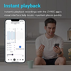 Voice Recorder, iZYREC Voice Recorder with 450mAh Battery for 30 Hours Continuous Recording, 40 Hours Voice Activated Recording & Instant Playback Perfect for Meetings, Cars,Lectures