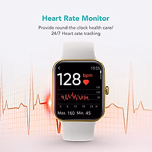 SKG Smart Watch, Fitness Tracker with 5ATM Swimming Waterproof, Health Monitor for Heart Rate, Blood Oxygen, Sleep, 1.7'' Touch Screen Bluetooth Smartwatch Fitness Watch for Android-iPhone iOS, V7