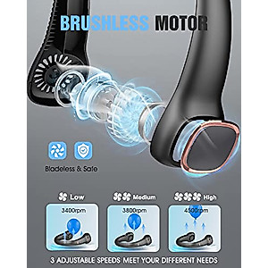 Bladeless Neck Fan, Portable Fan Rechargeable, Personal Fan, Hands Free Around the Neck Fan, 3 Speeds 4000mAh Battery Operated Wearable Cooling USB Hanging Neck Fan for Office, Travel, Outdoor
