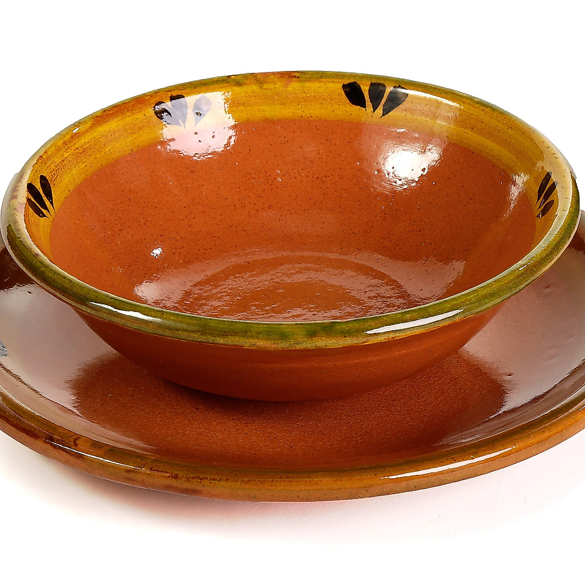 Ancient Cookware, Mexican Clay Soup Bowl, Trefoil Design, 20 Ounces