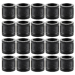 1/2" Black Painted Pipe Fitting Coupling - Home Expert 10 Pack Black Malleable Iron Cast Pipe Fittings Coupling for Steampunk Vintage Shelf Bracket Shoe Racks Diy Plumbing Pipe Decor Furniture