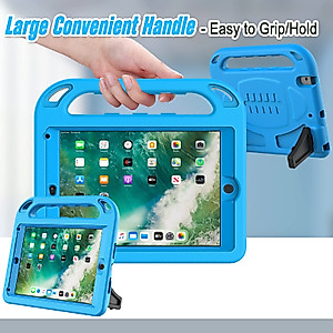 LTROP Kids Case for iPad 6th/5th Generation (2018/2017), iPad 9.7 Inch Case, iPad Air 2 Case for Kids, Built in Screen Protector, Shockproof Handle Stand Case for iPad 9.7 6th/5th Gen/Air 2, Blue