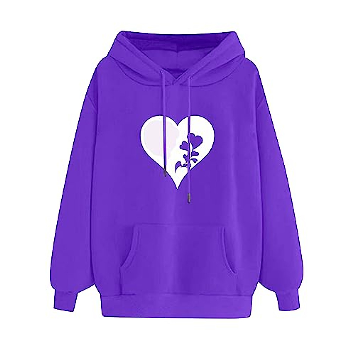 SMIDOW deals of the day lightning deals today prime Women's Cute Heart Fleece Hooded Sweatshirts Fall Teen Girl Hoodies Pullover Tops Fall Outfits 2023 Winter Clothes Purple 3X