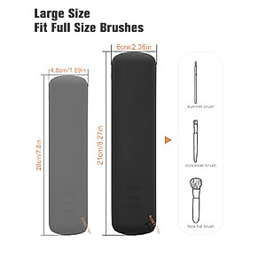 FERYES Large Travel Makeup Brush Holder, Magnetic Anti-fall Out Silicon Portable Cosmetic Face Brushes Holder, Soft and Sleek Makeup Tools Organizer for Travel- (8.27 * 2.36 * 1.57)