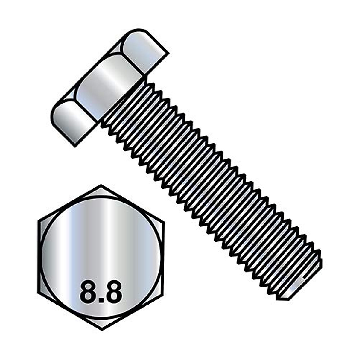 M16X60 Din 933 8 Point 8 Metric Fully Threaded Cap Screw Zinc (Pack Qty 100) BC-M1660D9338 by Korpek