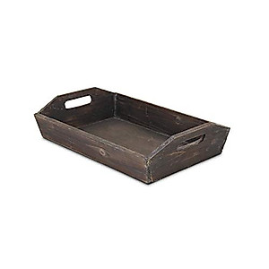 Cheung's FP-3772B Deep Wooden Tray with Side Handles| Shabby Brown