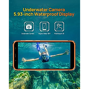 Ulefone Rugged Smartphone, Power Armor 16 Pro 9600mAh Battery, Android 12 4GB+64GB Rugged Phone, 16MP Rear Camera, 5.93" HD+ Screen, 3.5W Loud Speaker, Built-in Glare Flashlight, Dual SIM 4G-Orange