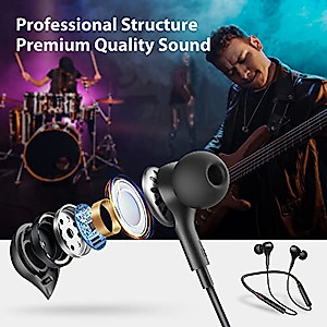 Wireless Earbuds, TITACUTE Bluetooth Headphone NeckBand Earphone for Samsung A53 A14 Galaxy S23 S22 S21 iPhone 13 Pro Max 14 11 XR Google Pixel 6 7 6a Magnetic Neck Strap Sport Headset with Microphone