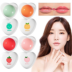 4Pcs Fruit Lip Balm Set,Moisturizing Lip Care Lip Balm,Long Lasting Nutritious Lip Balm Lipsticks Moisturizer,Natural Organic Lip Balm Fruit-Flavored Color,Citrus,Peach,Strawberry,Cantaloupe Lip Balm…