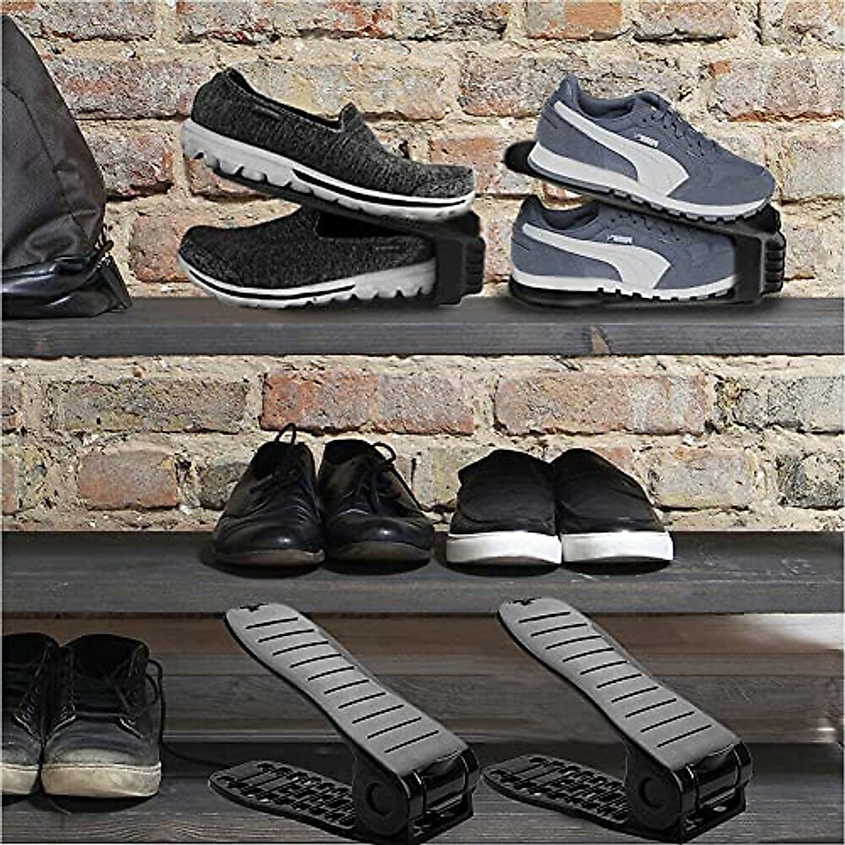 KINOFU 12X Adjustable Shoe Slots Stacker Organizer Racks Space Saver Shoes Holder Rack (Color : White, Size : 25 * 18 * 10Cm) (White 25 * 18 * 10Cm) Household