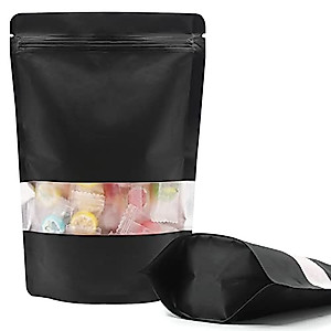 SumDirect Resealable Smell Proof Bags - 50 Pcs 5.9×8.6 Inch Foil Stand Up Food Pouch Bags with Window, Ziplock Heat Sealable Bags with Matte Window for Food Storage,Thickened Single Layer 5.5mil