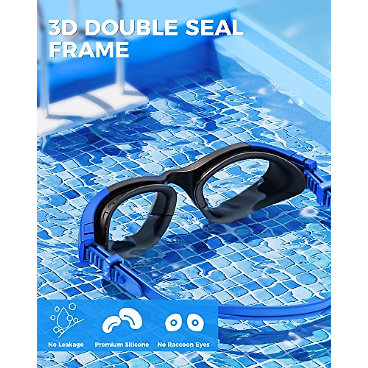 SFCICH Swim Goggles, Polarized No Leaking Swimming Goggles, Anti Fog UV Protection Clear Wide Vision Comfortable Swim Goggles for Men Women Adults Youth