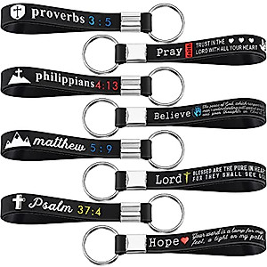 60 Pcs Christian Bible Keychains Bible Scripture Keychains Silicone Inspirational Keychain Gift for Women Student (Black)