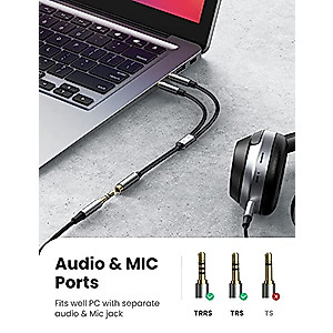 UGREEN Headphone Splitter for Computer & 3.5mm Headphone Extension Cable 3FT Male to Female Bundle