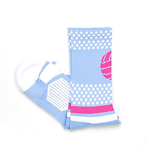 ChalkTalkSPORTS Volleyball Woven Mid-Calf Socks | Tropic Neon | Light Blue & Pink